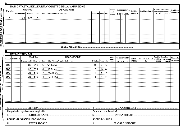 Cir. n.2/84: Esempio modello 44/M con unità di nuova costr. afferenti ...
